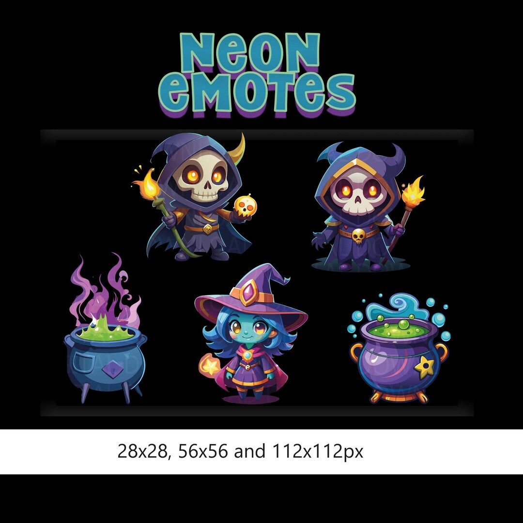 Get Spooky With Neon Grim Reaper, Neon Witch, and Cauldron Emotes for ...