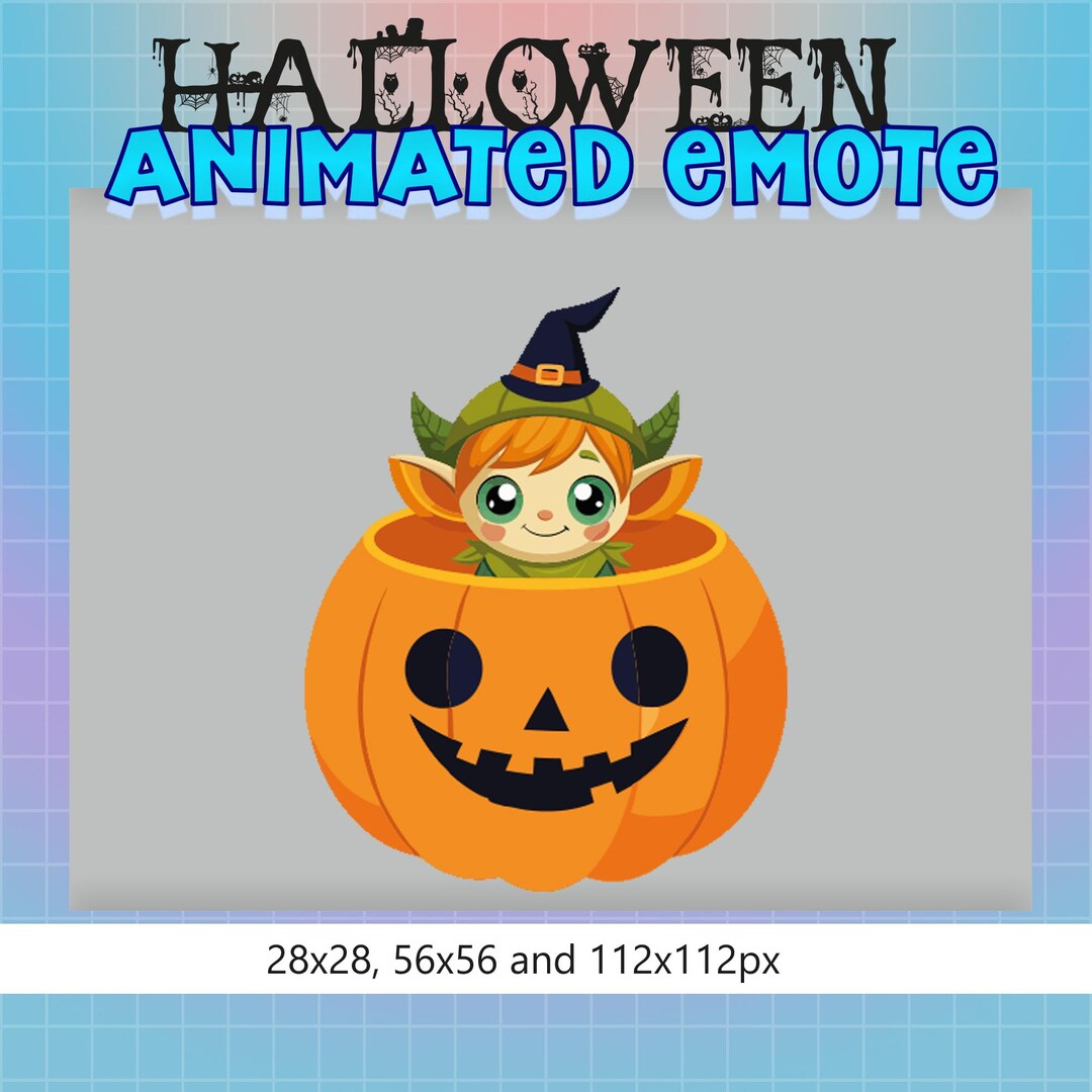 Halloween Pumpkin Elf Animated Emote for Twitch, Discord, Cute and ...