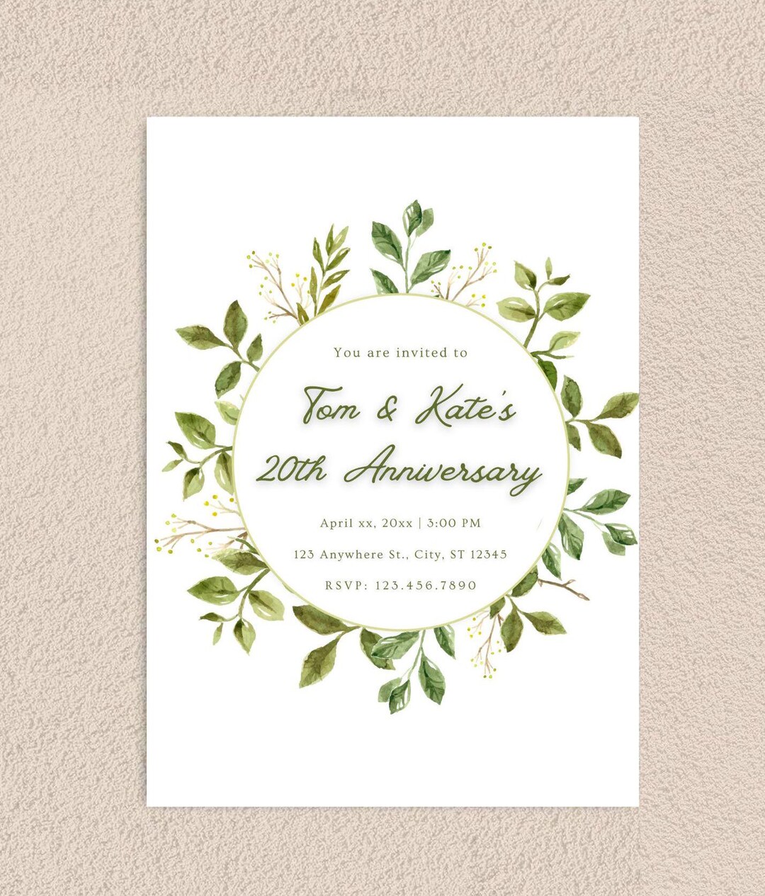 Classy Sage Green Party Invitation Greenery Themed Wedding Baptism ...