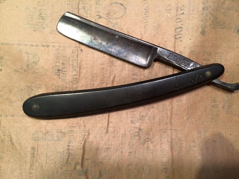 Antique Vintage Sterling straight razor bakelite handle | Etsy