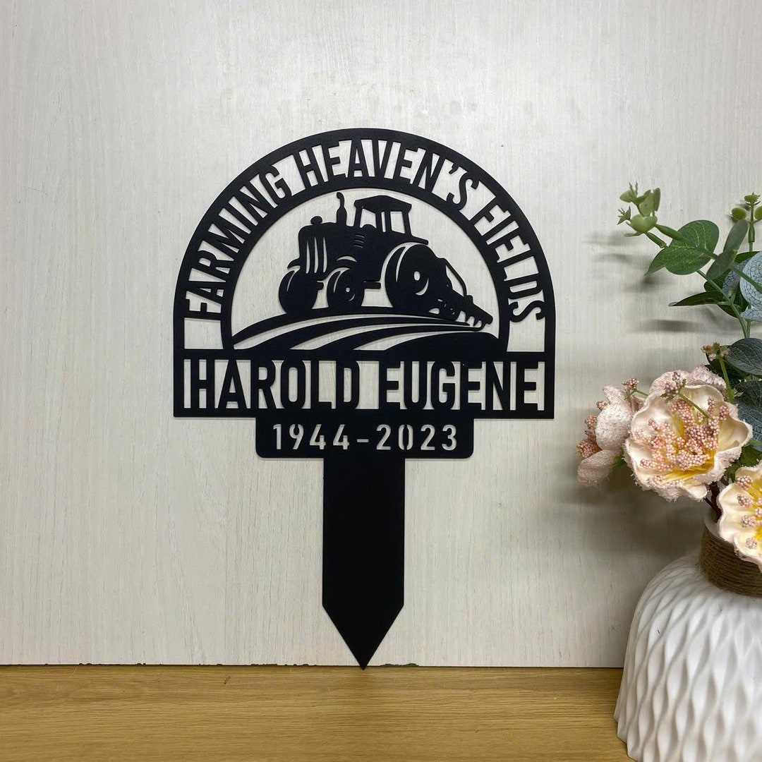 Custom Tractor Memorial Metal Garden Stake, Farmer Memorial Gift ...