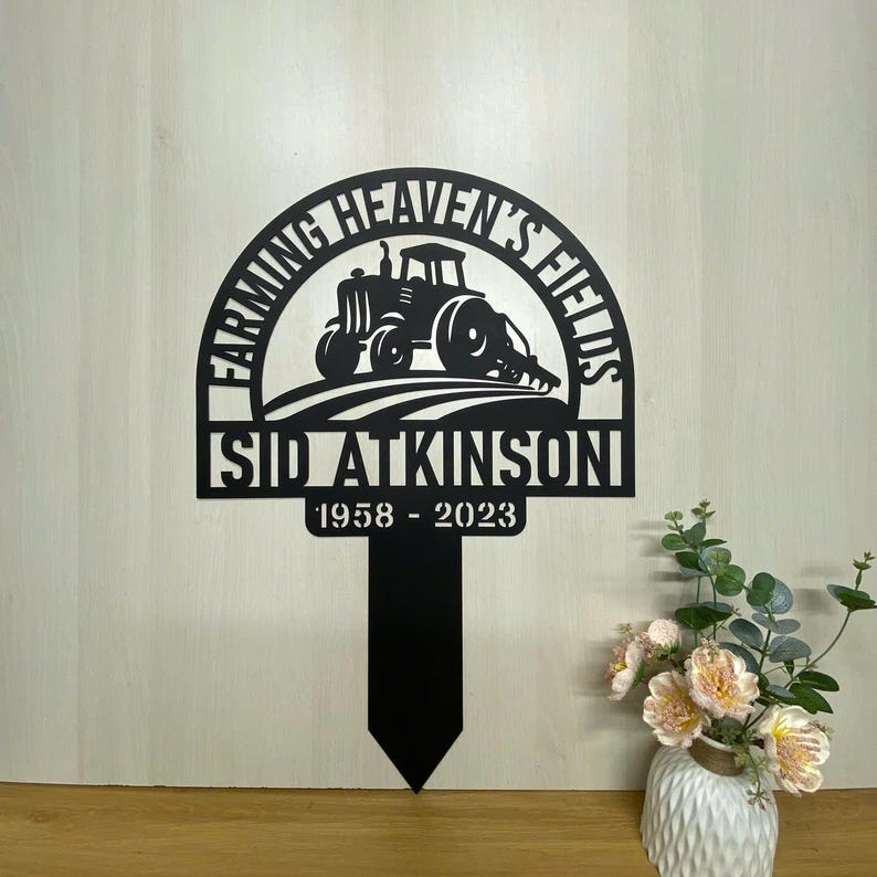 Custom Tractor Memorial Metal Garden Stake, Farmer Memorial Gift ...
