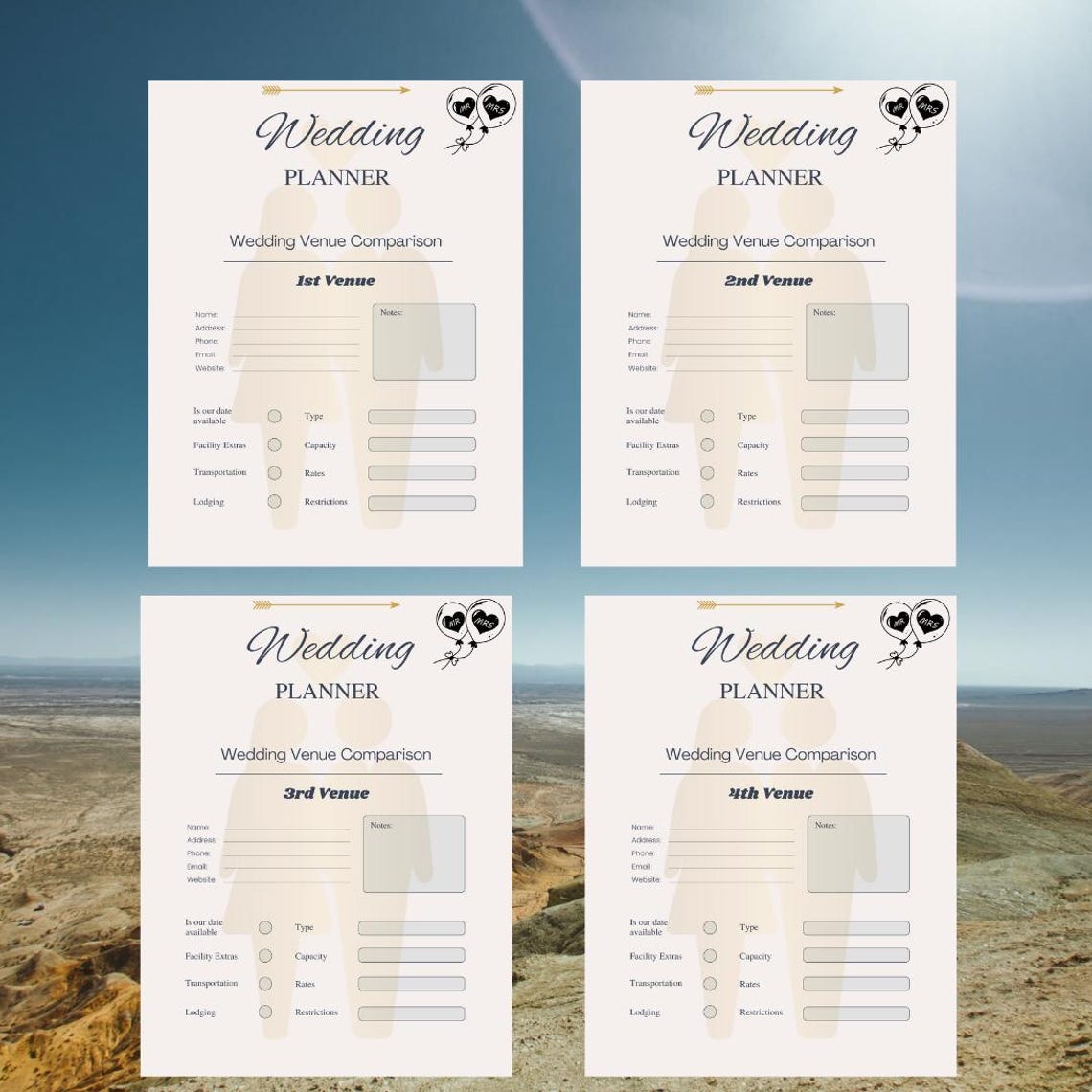 Wedding Venue Comparison Template | Digital Wedding Venue Comparison ...