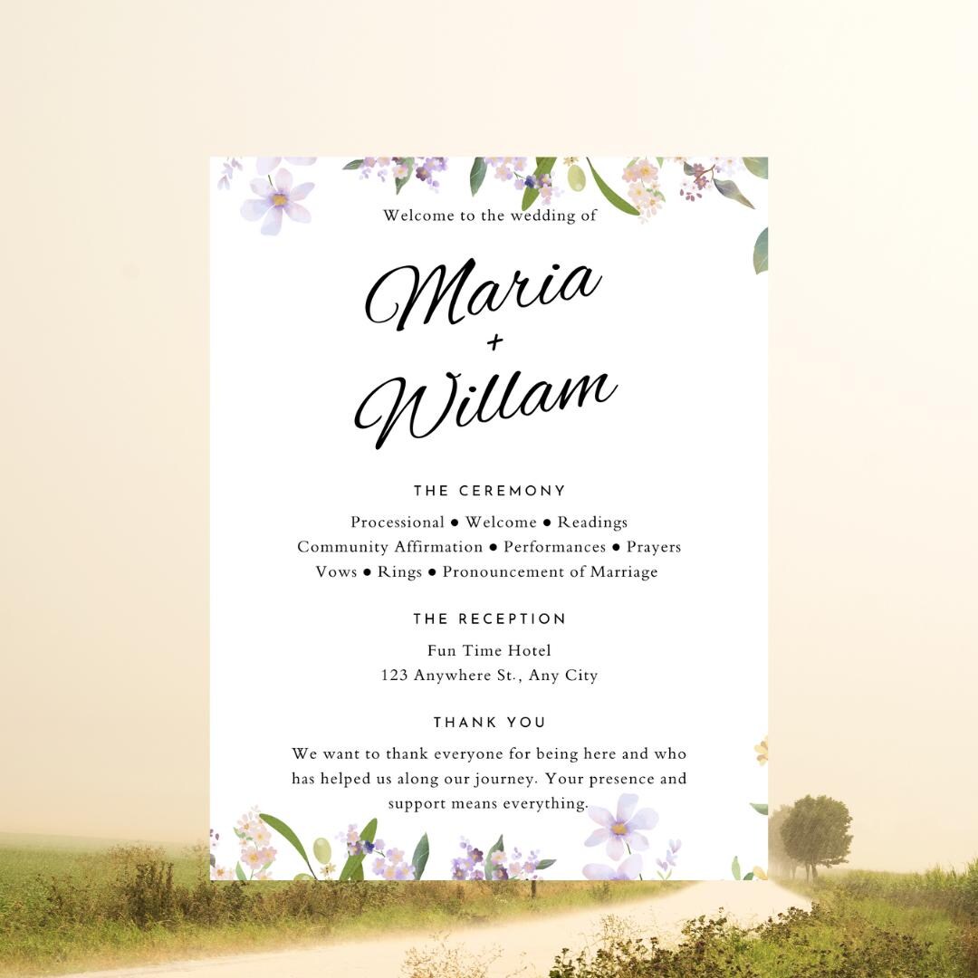 Digital Wedding Program | Wedding Program | Custom Wedding Program ...