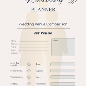 Wedding Venue Comparison Template | Digital Wedding Venue Comparison ...