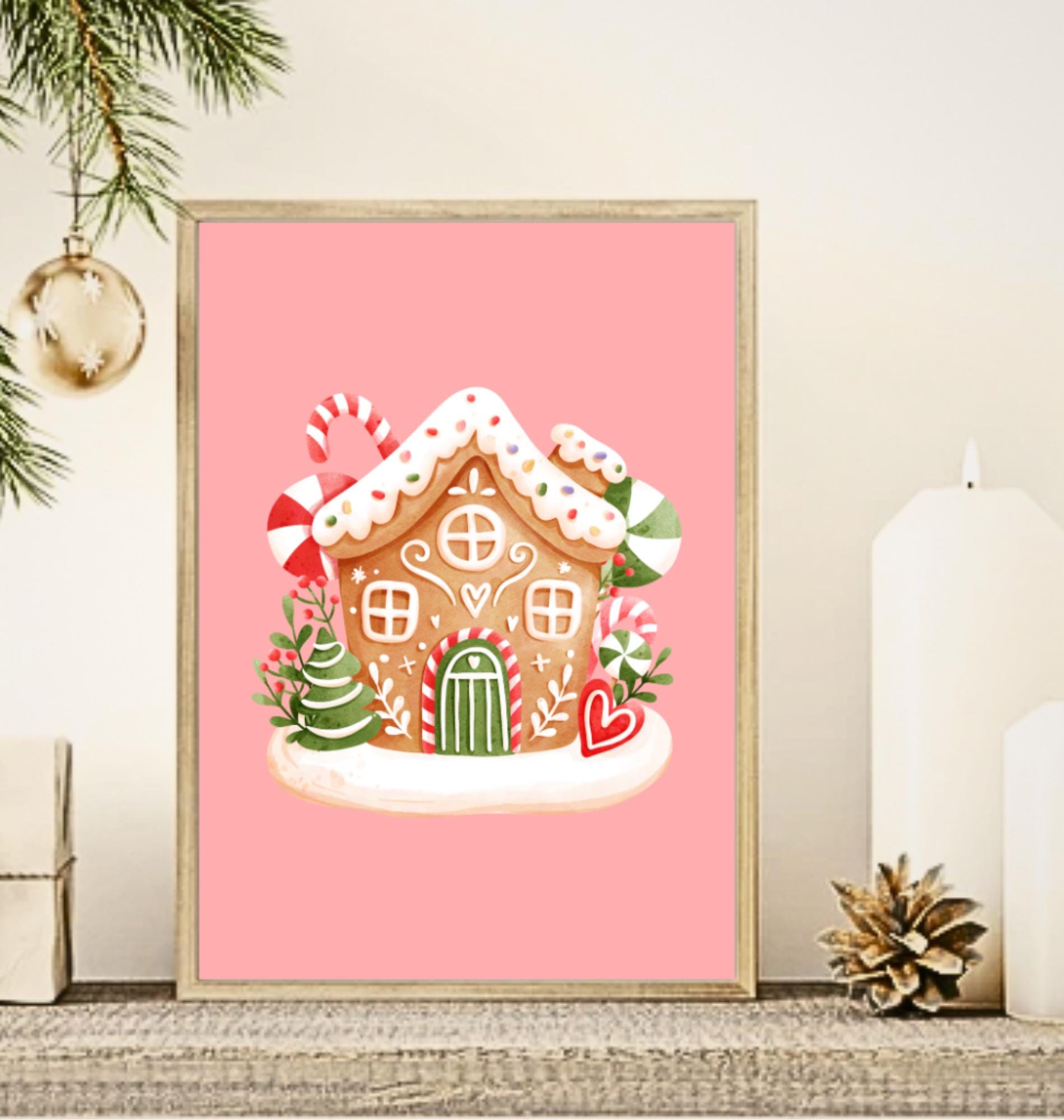 Set of 9 Christmas Digital Prints, Christmas Prints Bundle, Pink & Red ...
