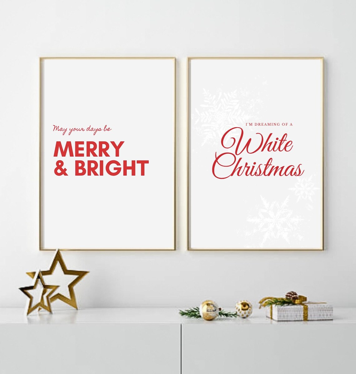 Set of 9 Christmas Digital Prints, Christmas Prints Bundle, Pink & Red ...