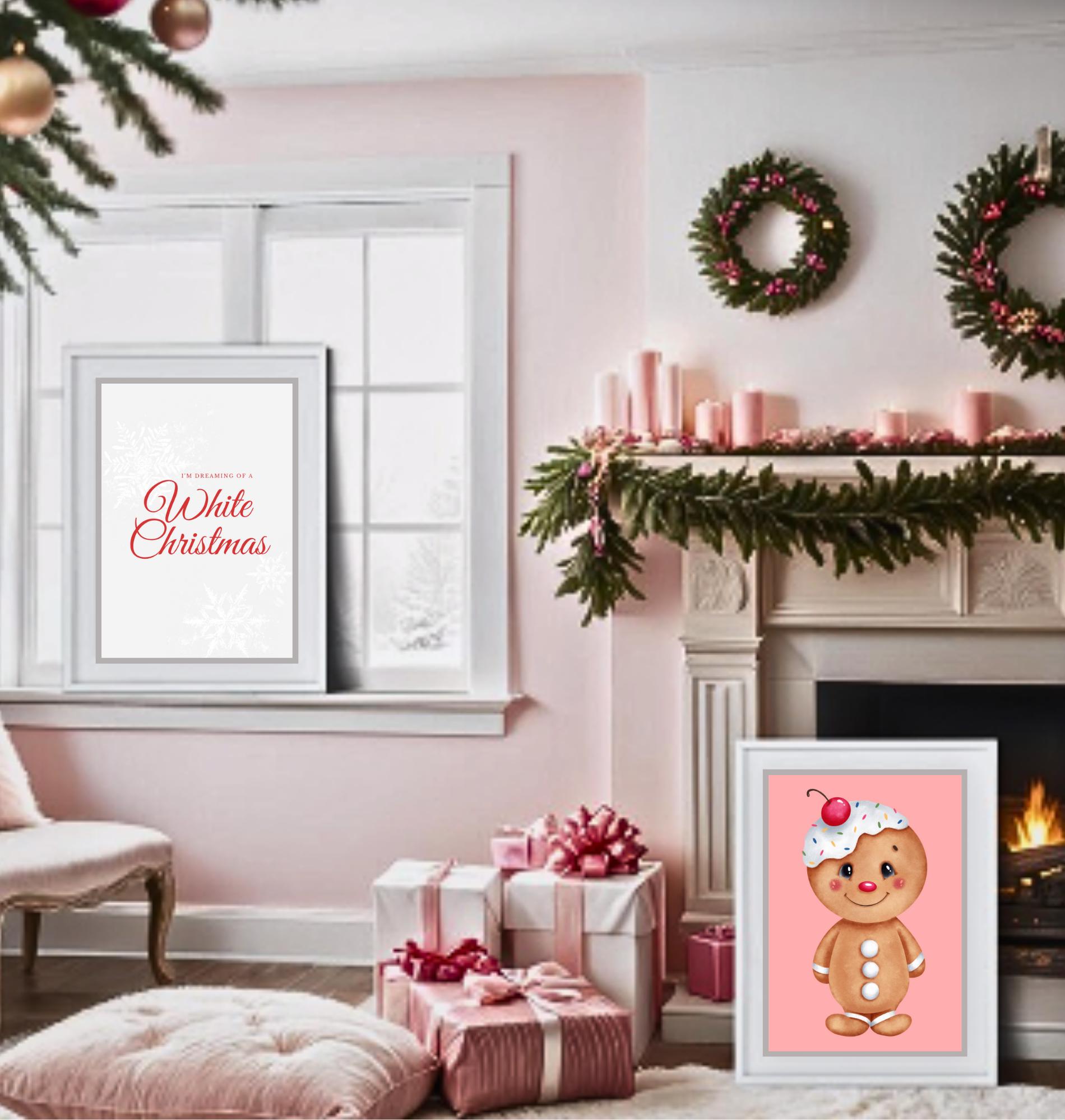 Set of 9 Christmas Digital Prints, Christmas Prints Bundle, Pink & Red ...