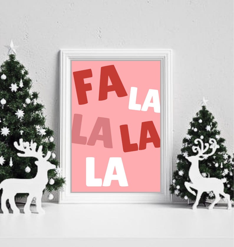 Set of 9 Christmas Digital Prints, Christmas Prints Bundle, Pink & Red ...