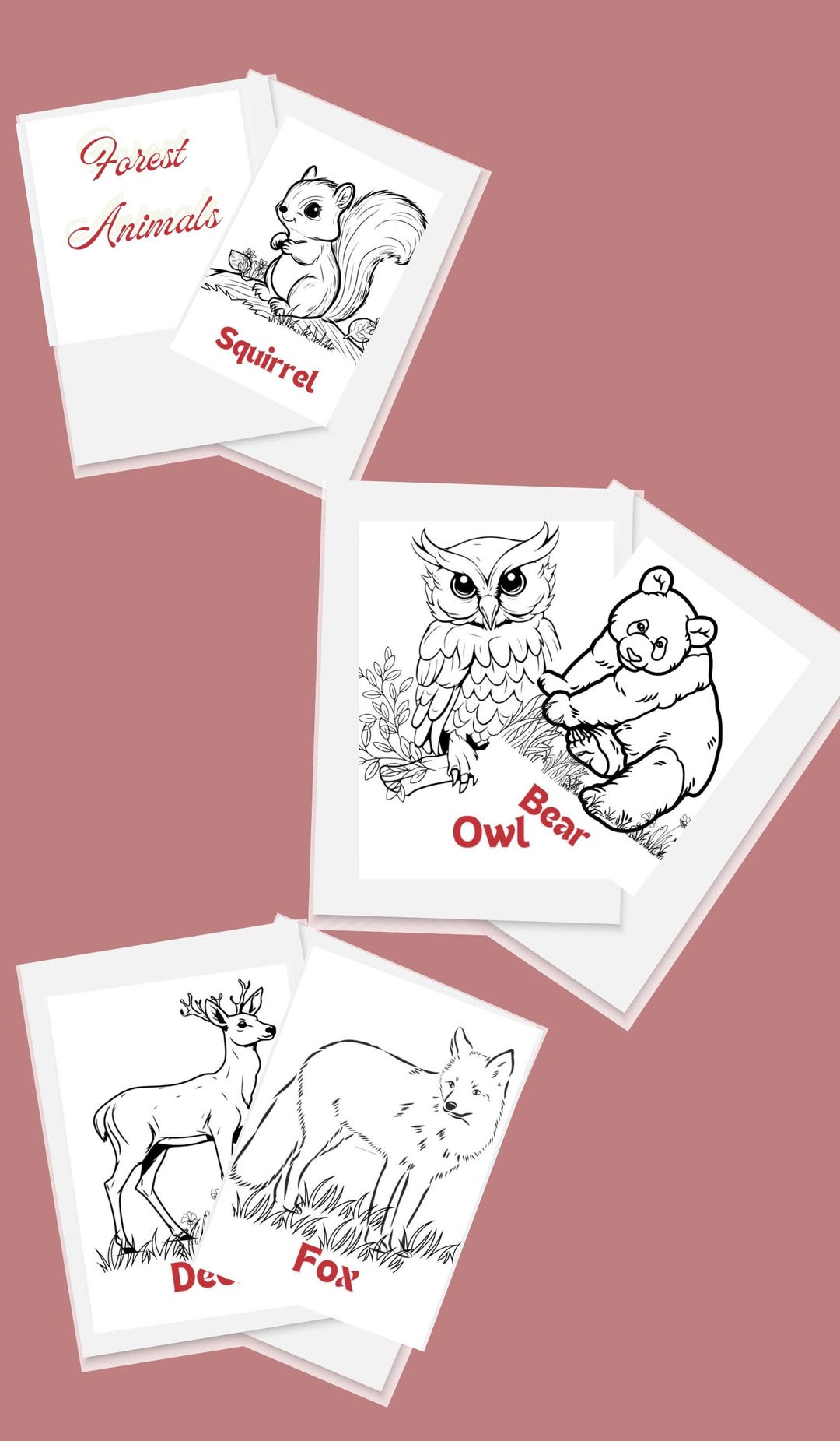 Animal-themed Coloring Pages - Etsy