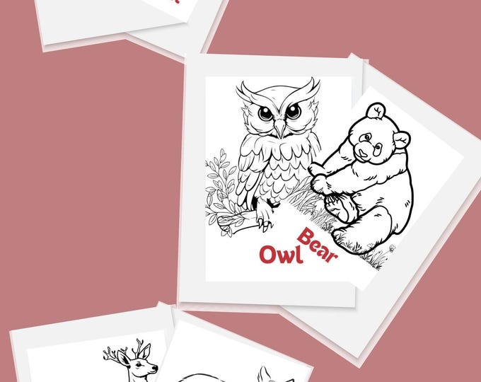 Animal-themed Coloring Pages - Etsy