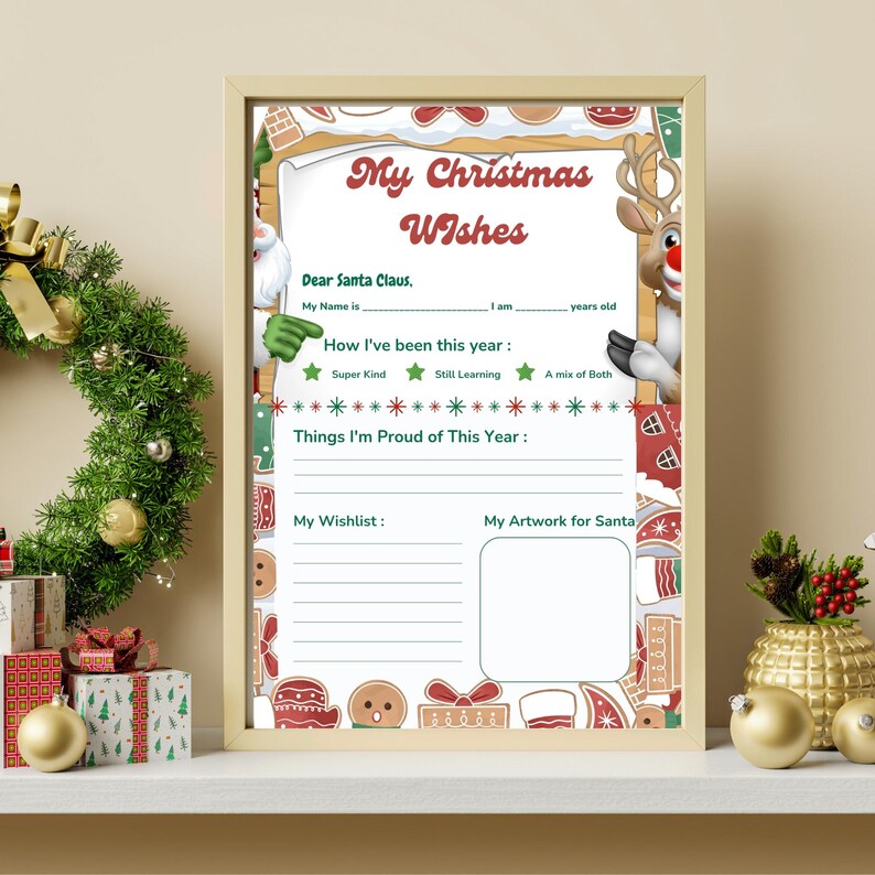 Kids Christmas Wish List Printable, Letter to Santa (A4/US Letter) - Etsy