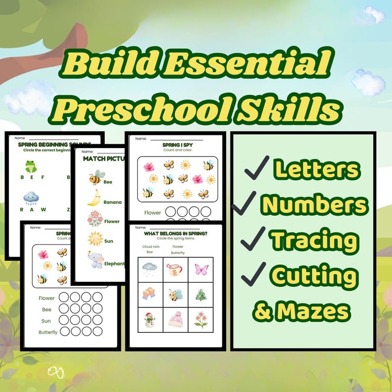 Preschool Learning Pack | Alphabet, Numbers, Fine Motor, Spring ...