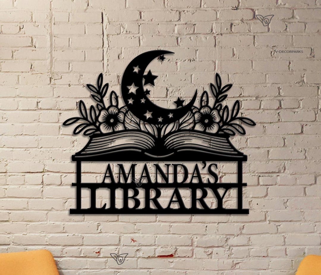 Personalized Book Nook Sign, Custom Name Book Lover Gift Metal Sign ...