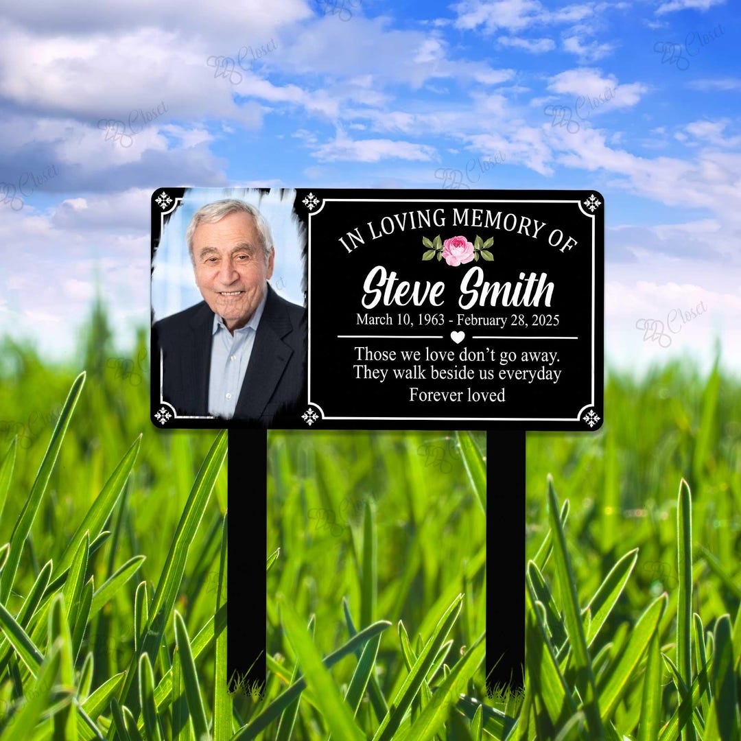 Personalized Memorial Photo Sign, Memorial Photo Grave Marker, in ...