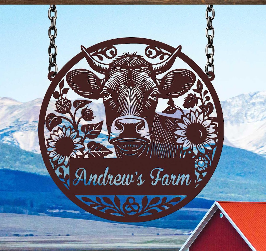 Custom Cow Farm Metal Sign, Cow Farm Decor, Cattle Farm Sign ...