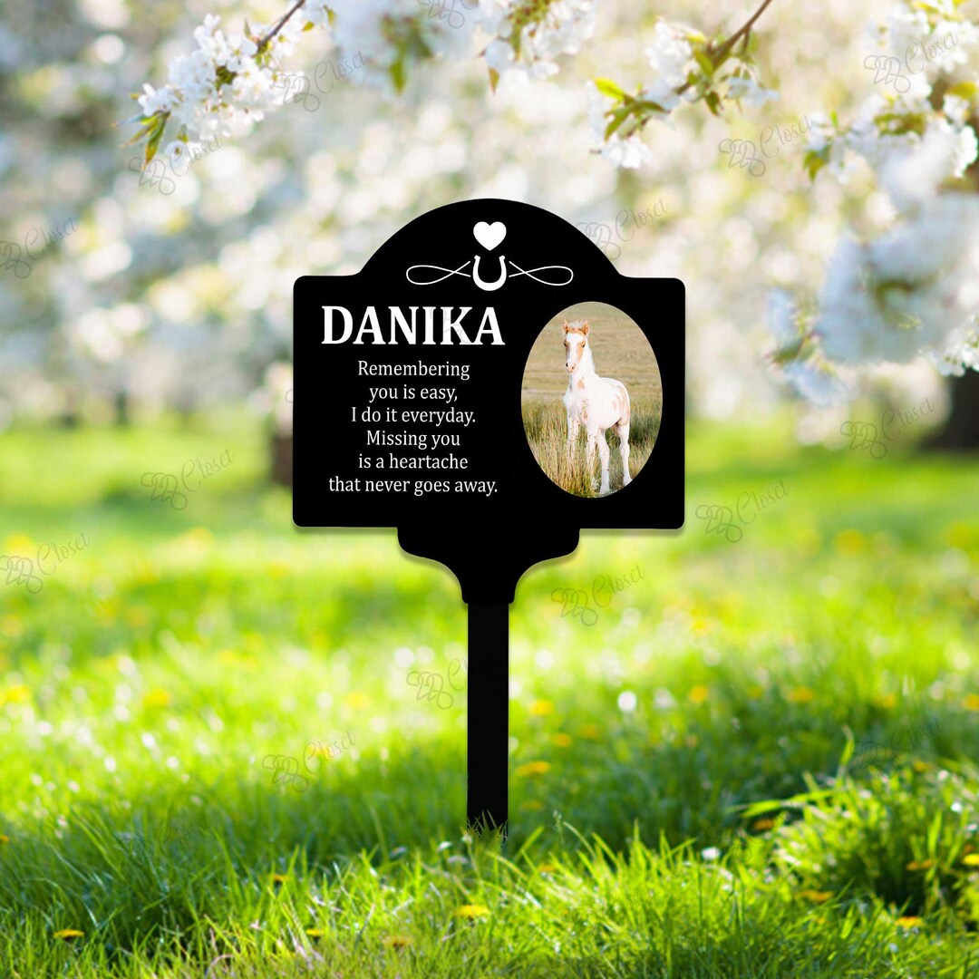 Custom Horse Photo Memorial Stake, Horse Portrait Sign, Horse Photo ...