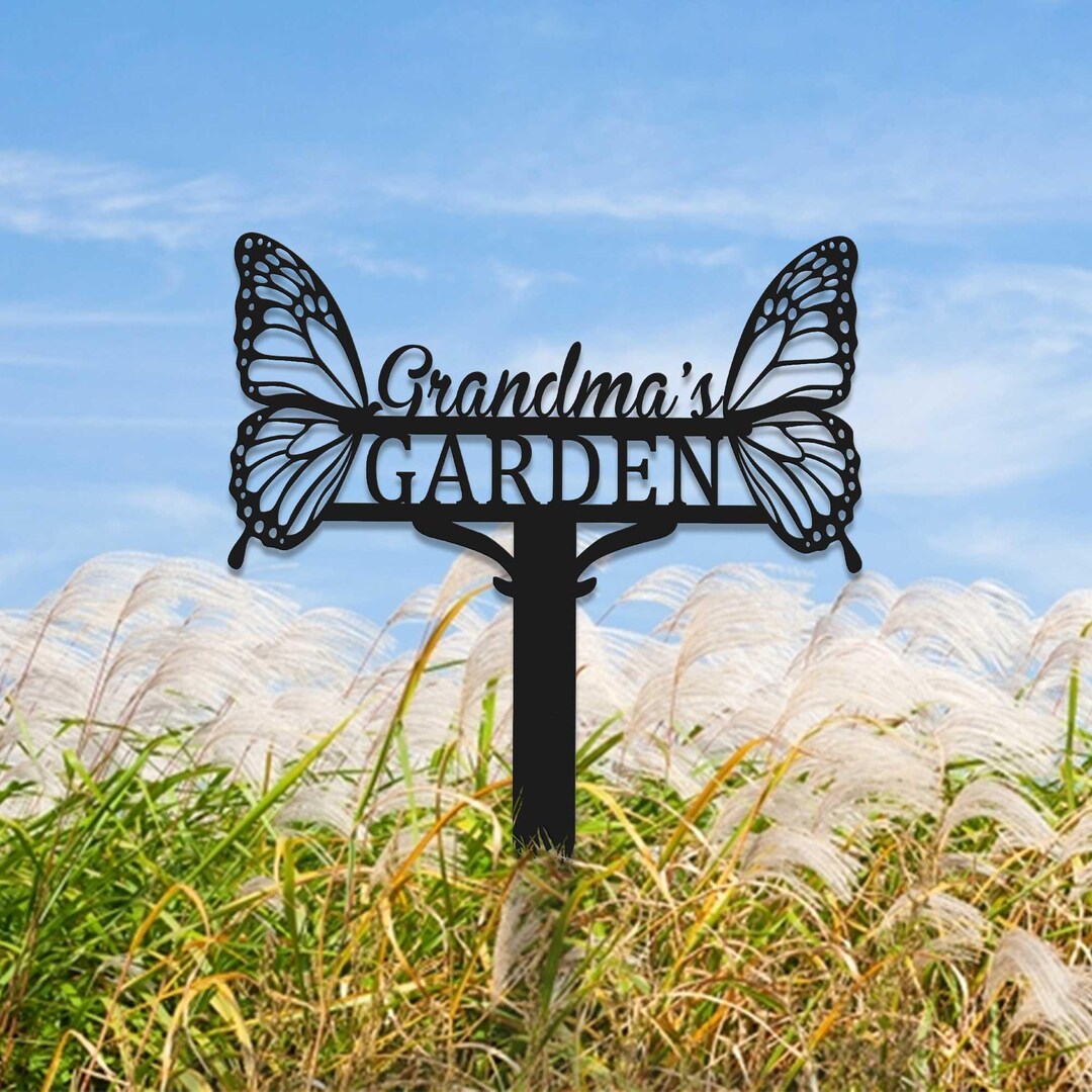 Custom Garden Butterfly Metal Stake, Custom Garden Name Stakes, Flower ...