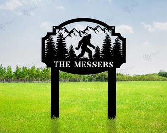 Custom Outdoor Sasquatch Metal Sign, Bigfoot Metal Wall Art, Metal ...