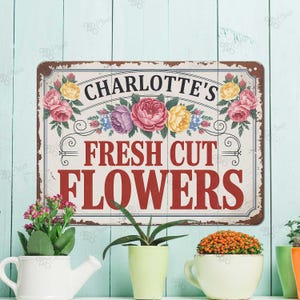 Personalized Vintage Flower Market Sign , Flower Farm Sign,garden ...