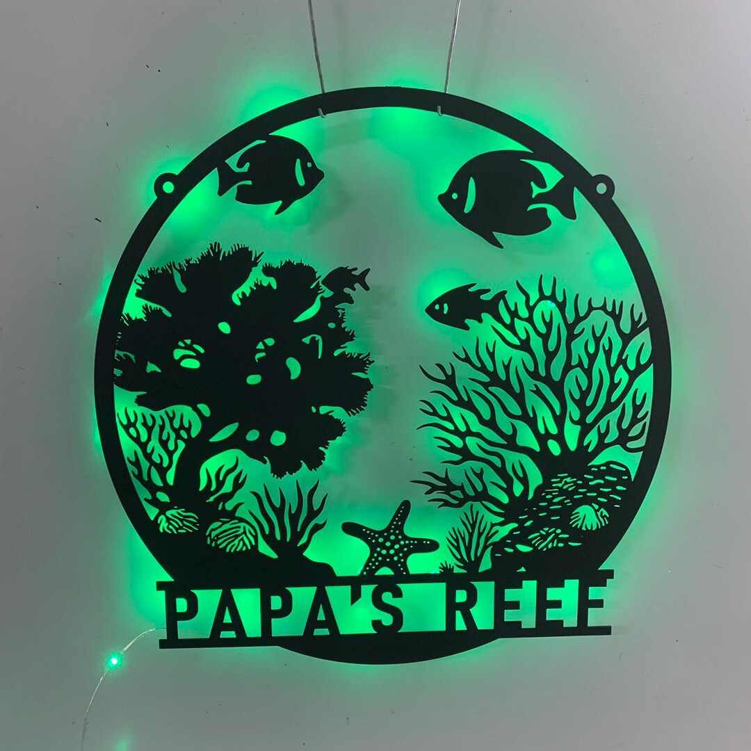 Custom Reef Metal Wall Decor With LED Lights, Reef Metal Sign, Coral ...
