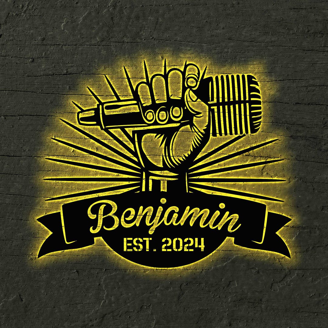 Custom Microphone Metal Sign With Led Light, Personalized Microphone ...