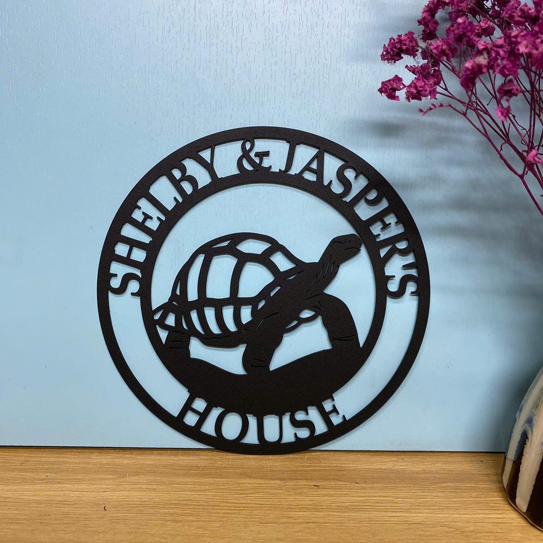 Custom Tortoise Metal Wall Art, Personalized Tortoise Metal Name Sign ...