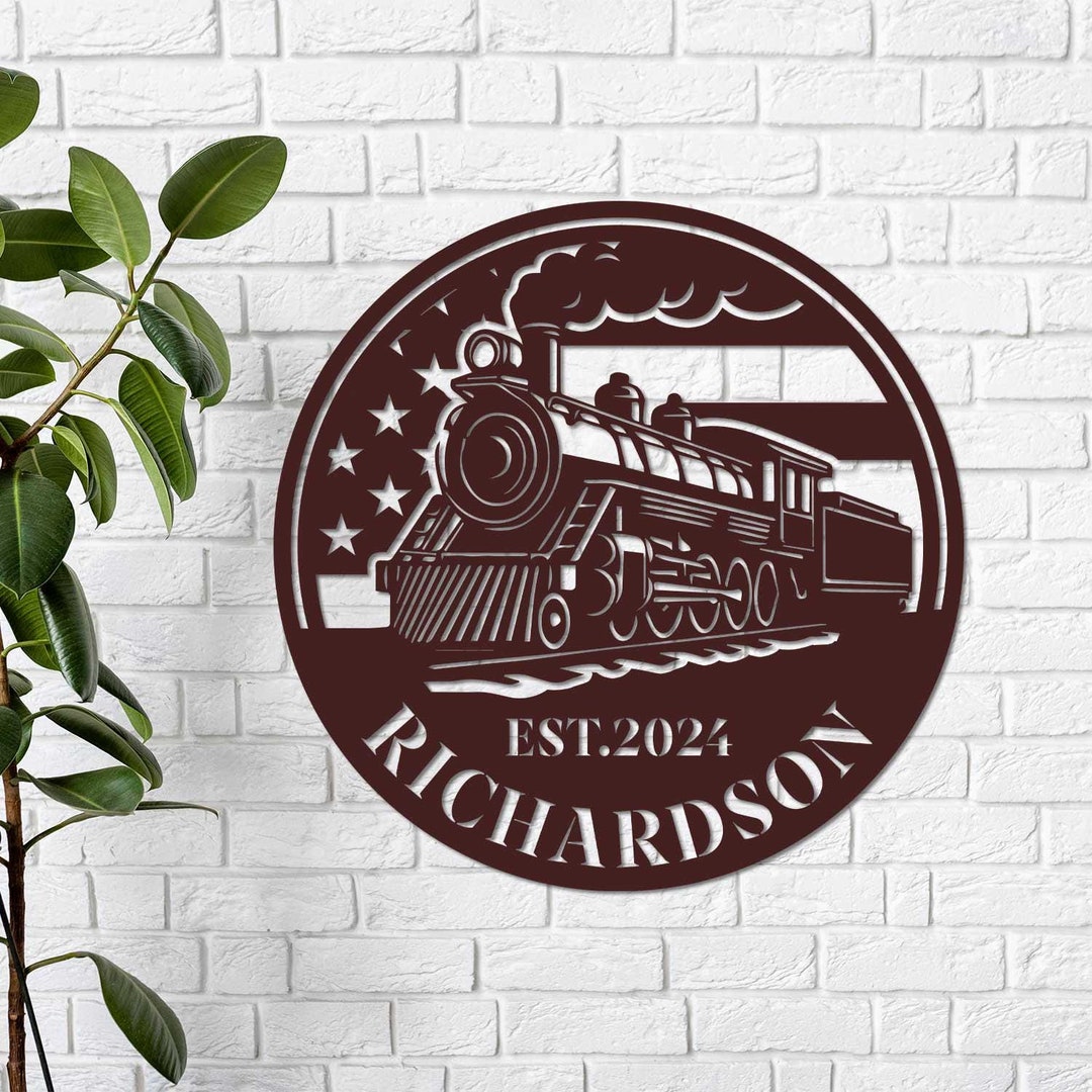 Personalized Train Metal Wall Art, Railroad Wall Decor, Custom Railroad ...