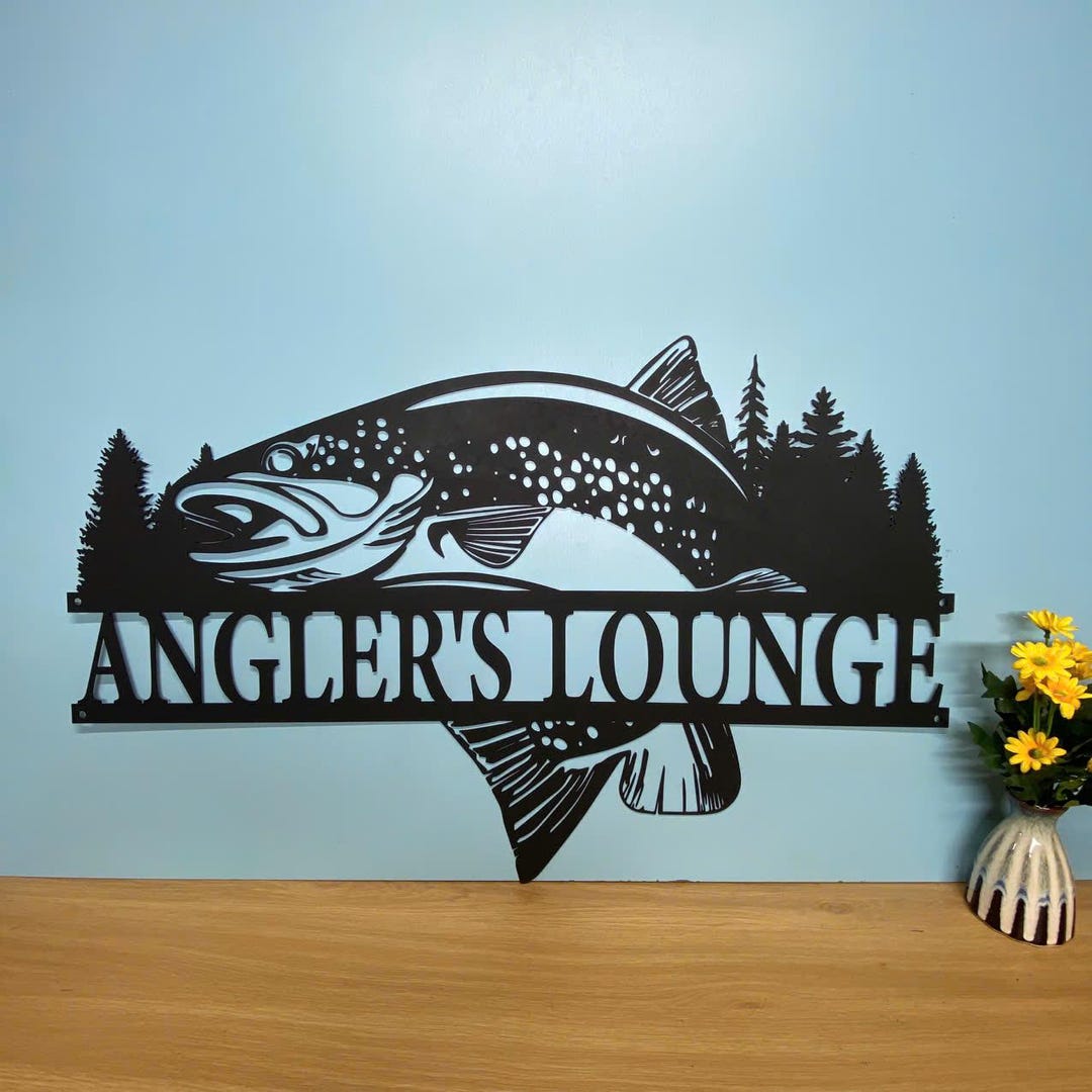 Personalized Fish Name Metal Monogram Sign, Outdoor Bass Fishing Sign ...