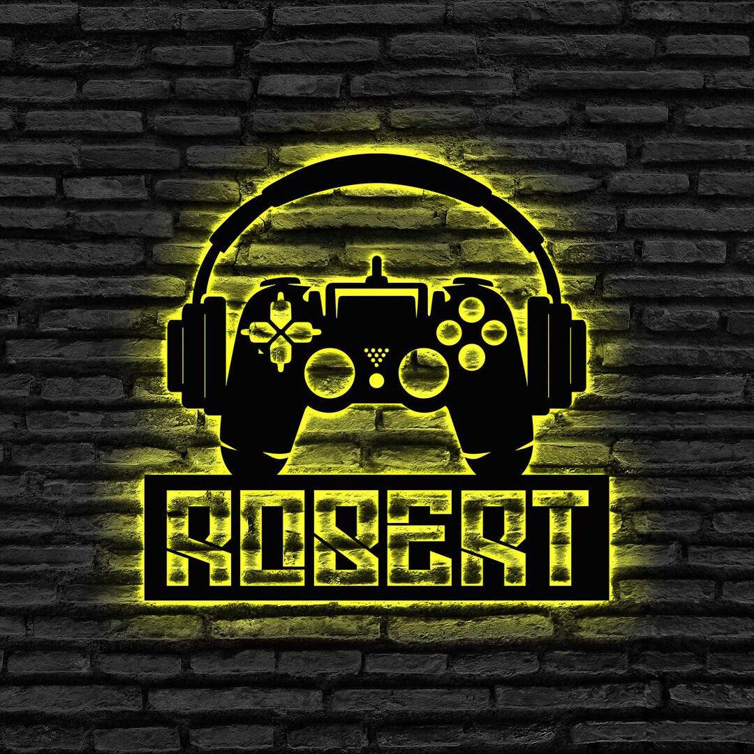 Custom Game Metal Sign With Led Light, Game Controller Metal Wall Art ...