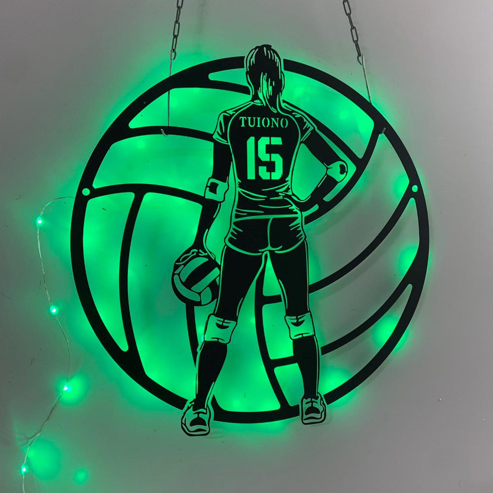 Custom Female Volleyball Metal Wall Art LED Light, Personalized ...