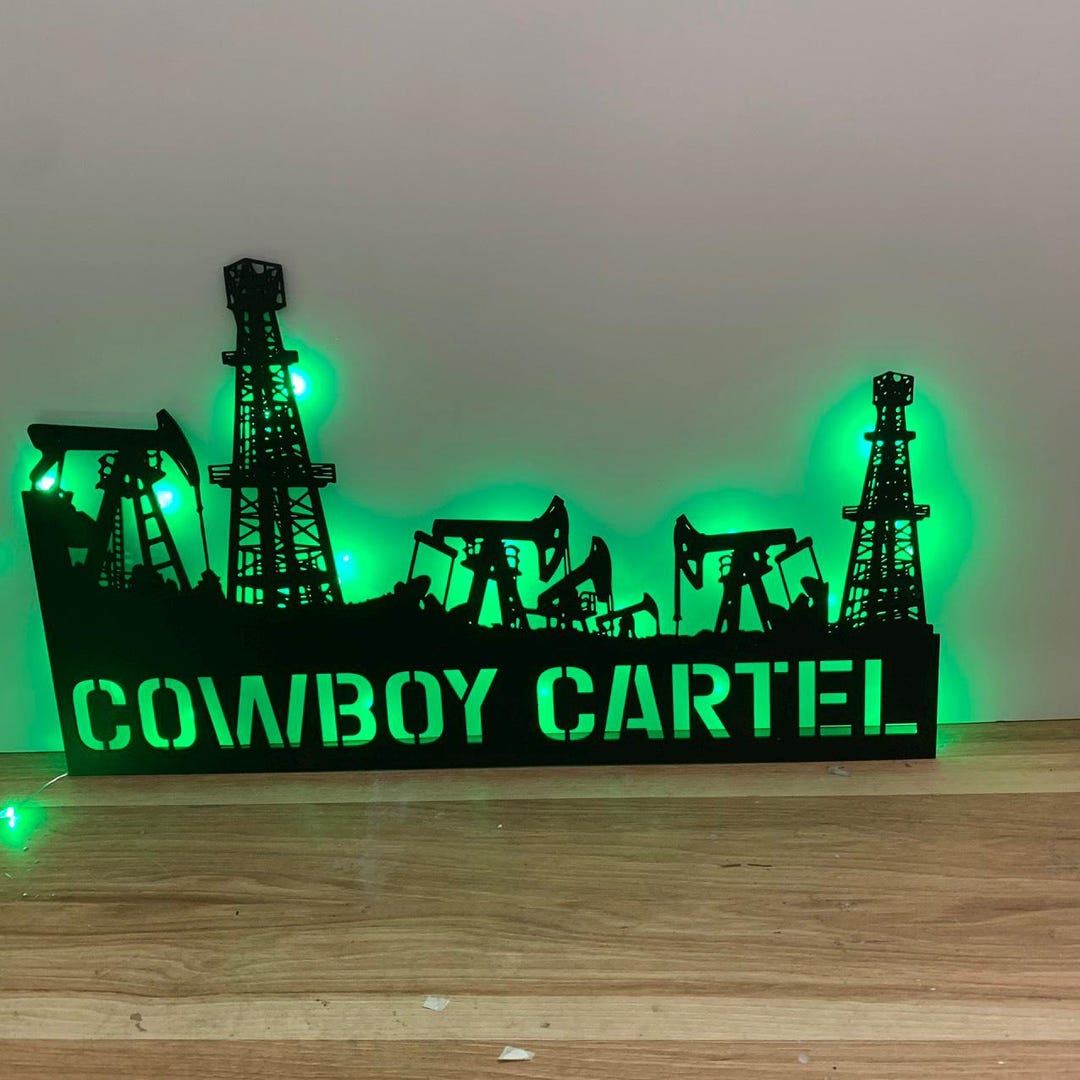 Personalized Oil Field Metal Wall Art LED Light, Custom Offshore Oil ...