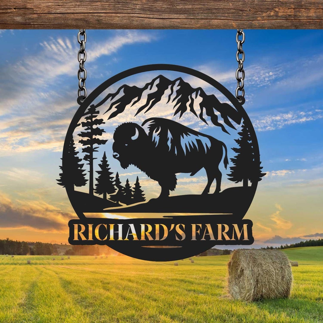 Personalized Bison Metal Sign, Buffalo Bison Sign, Buffalo Farm Sign ...