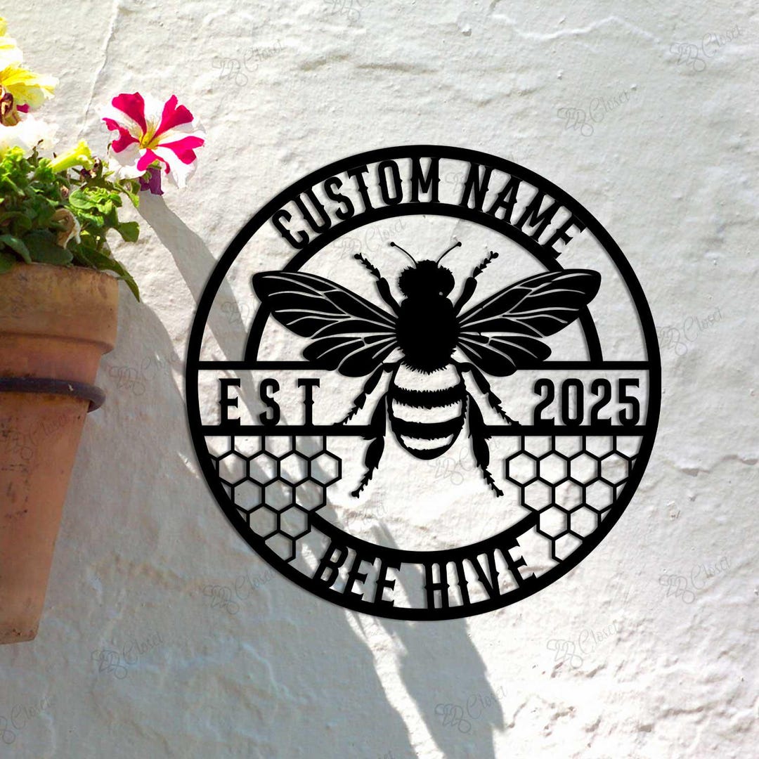 Custom Bee Metal Wall Art, Personalized Queen Bee Metal Sign, Bee ...