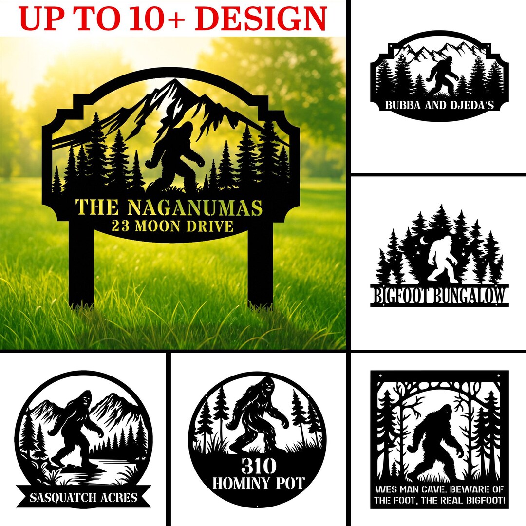 Custom Bigfoot Cabin Metal Sign,bigfoot Name Sign,sasquatch Trail ...