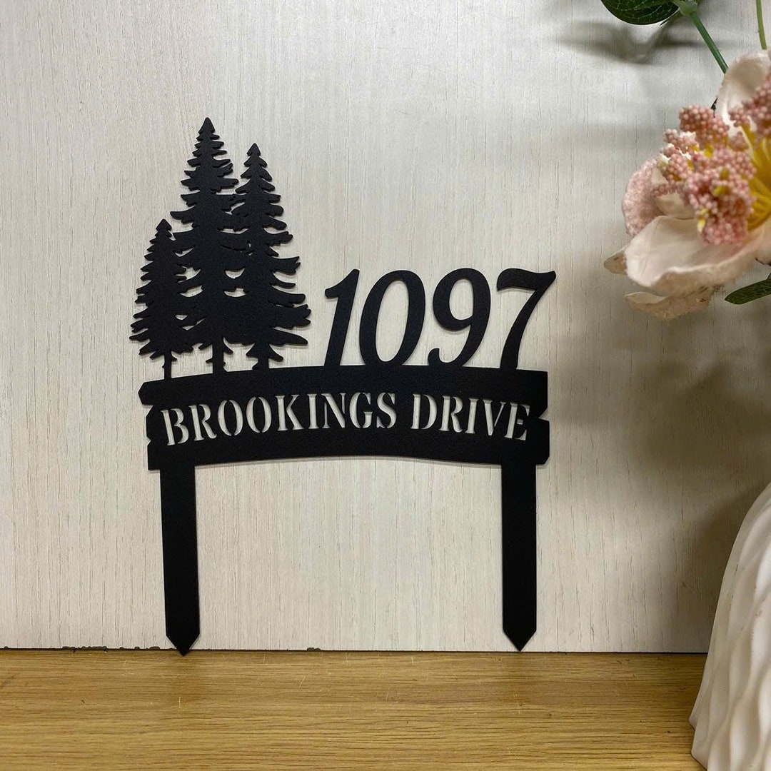 Personalized Pine Tree Address Sign, Custom Address Metal Sign, Address ...