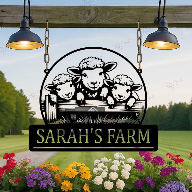 Custom Sheep Farm Sign Metal Sign , Sheep Ranch Name Metal Sign ...