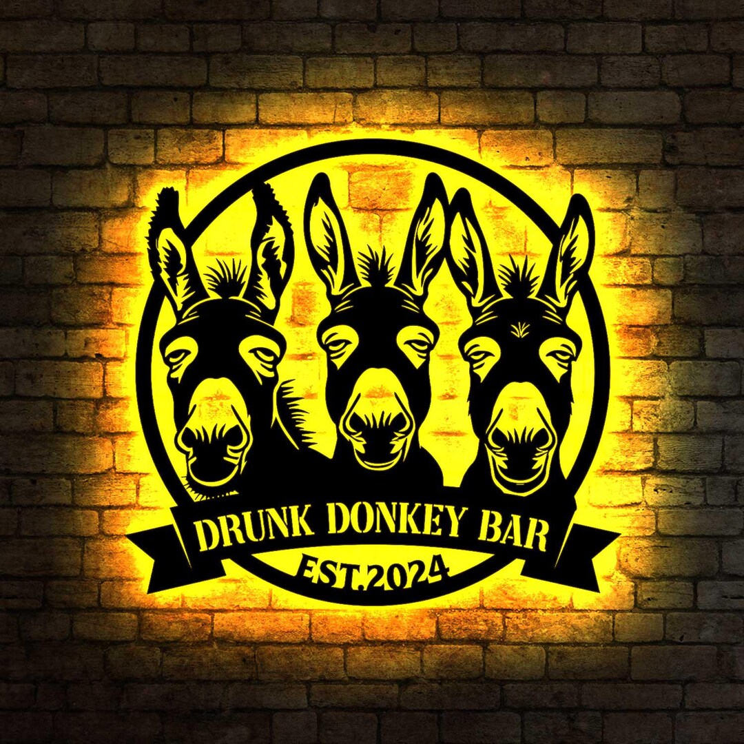 Custom Donkey Bar Metal Sign, Donkeys Wall Art, Custom Donkey Farm ...