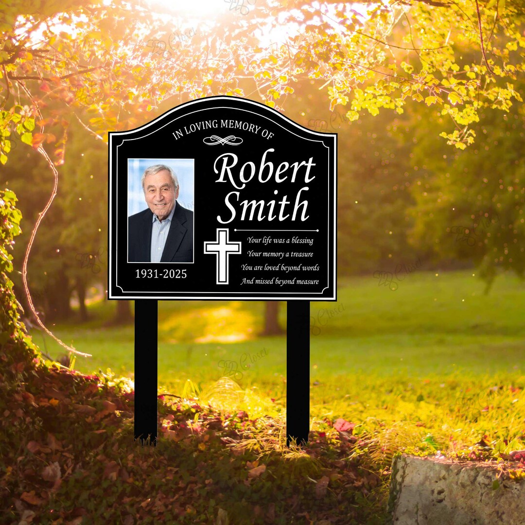 Personalized Memorial Photo Sign, Memorial Photo Grave Marker, in ...
