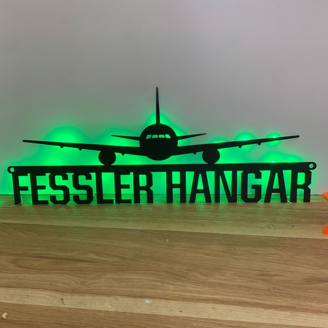 Custom Airplane Metal Sign With LED Lights, Airplane Metal Wall Art ...