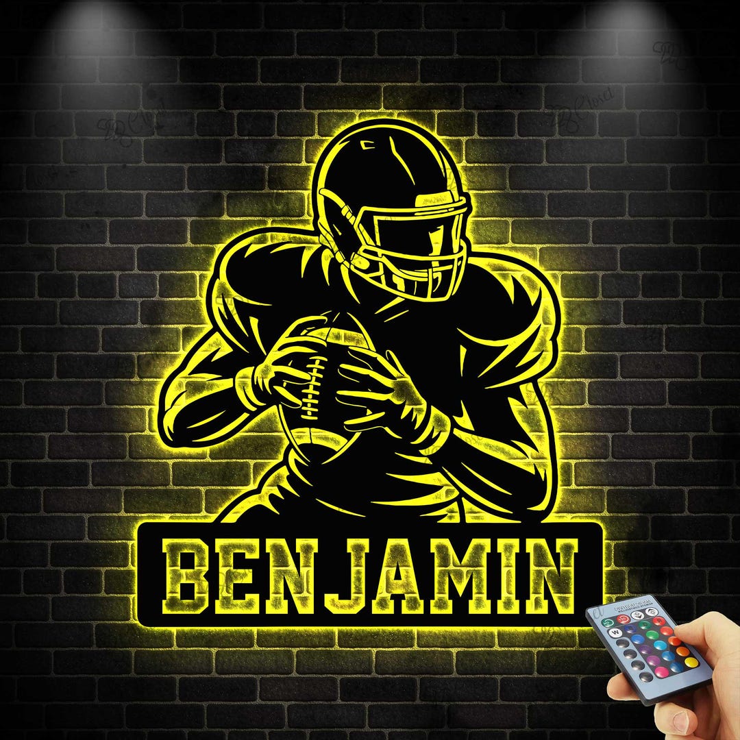 Custom Football LED Sign, Football Wall Light, Football Wall Sign ...