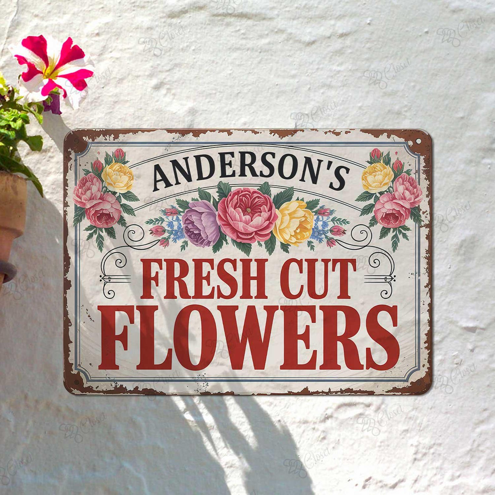 Personalized Vintage Flower Market Sign , Flower Farm Sign,garden ...