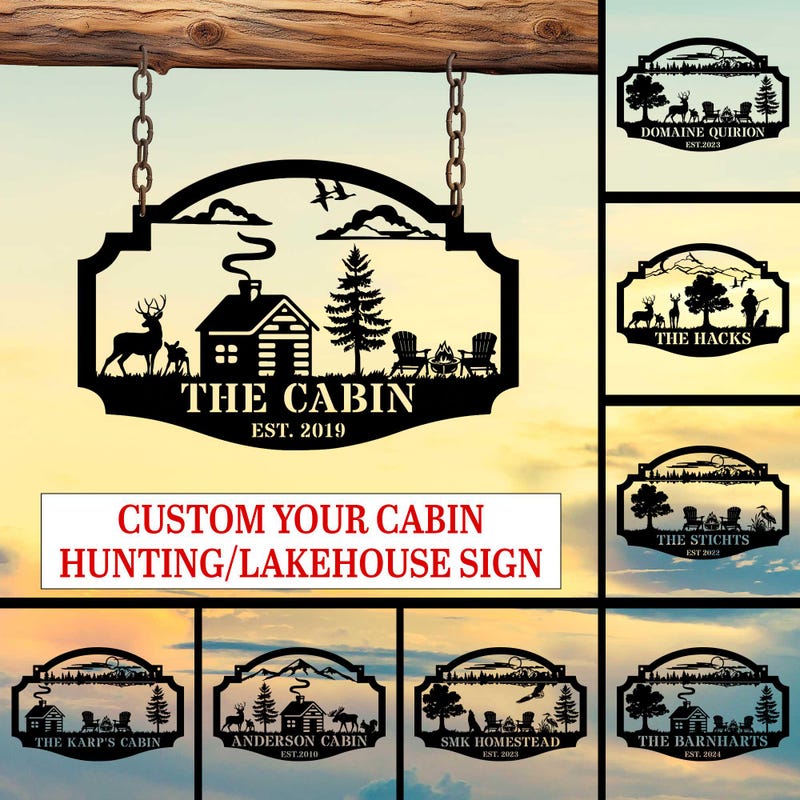 Metal Fishing Cabin Signs - Etsy