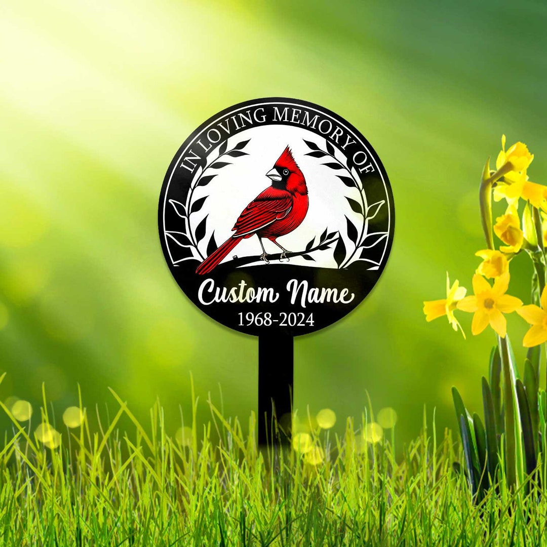 Custom Memorial Cardinal Garden Metal Sign, Cardinal Garden Stake ...