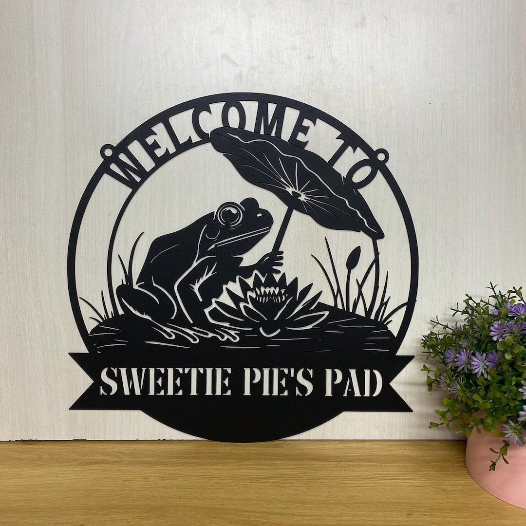Custom Frog Pond Metal Wall Art, Metal Frog Wall Hanging Sign, Frog ...