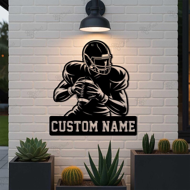 Custom Football LED Sign, Football Wall Light, Football Wall Sign ...