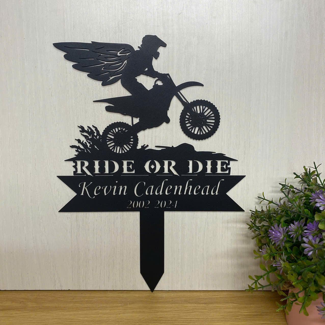 Custom Motorcycle Memorial Metal Stake, Dirtbike Motocross Biker Metal ...