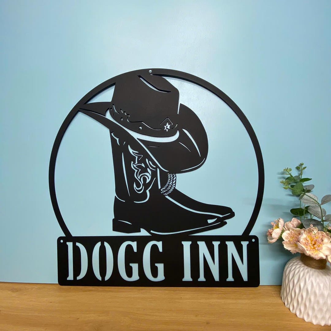 Custom Cowboy Metal Wall Art With Name, Cowboy Hat and Boots Metal Sign ...