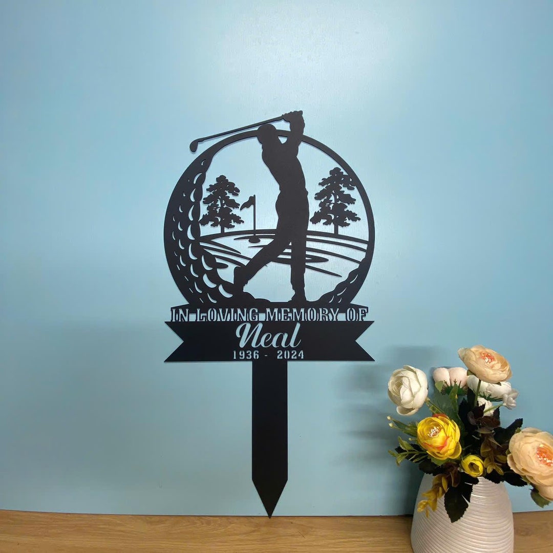 Personalized Golf Memorial Stake, Custom Golfing Sign, Remembrance ...