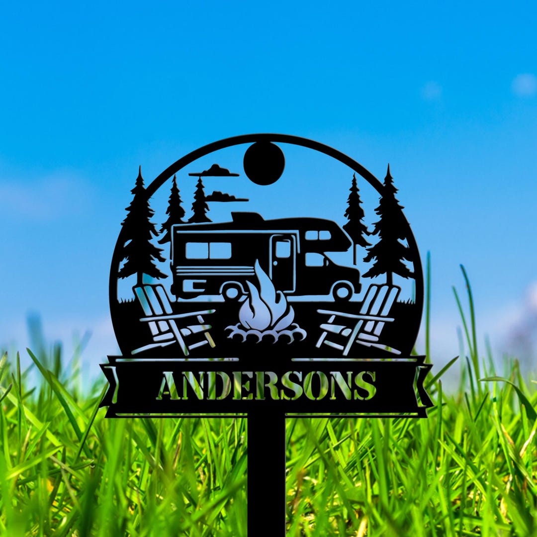 Custom Metal Campfire Sign With Stakes, Personalized Cabin Sign, Camp ...